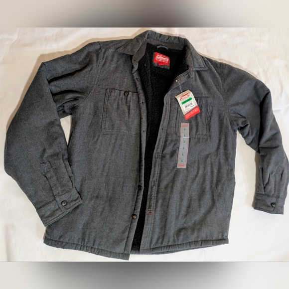 Coleman | Jackets & Coats | Coleman Sherpa Fleece Lined Gray Flannel ...